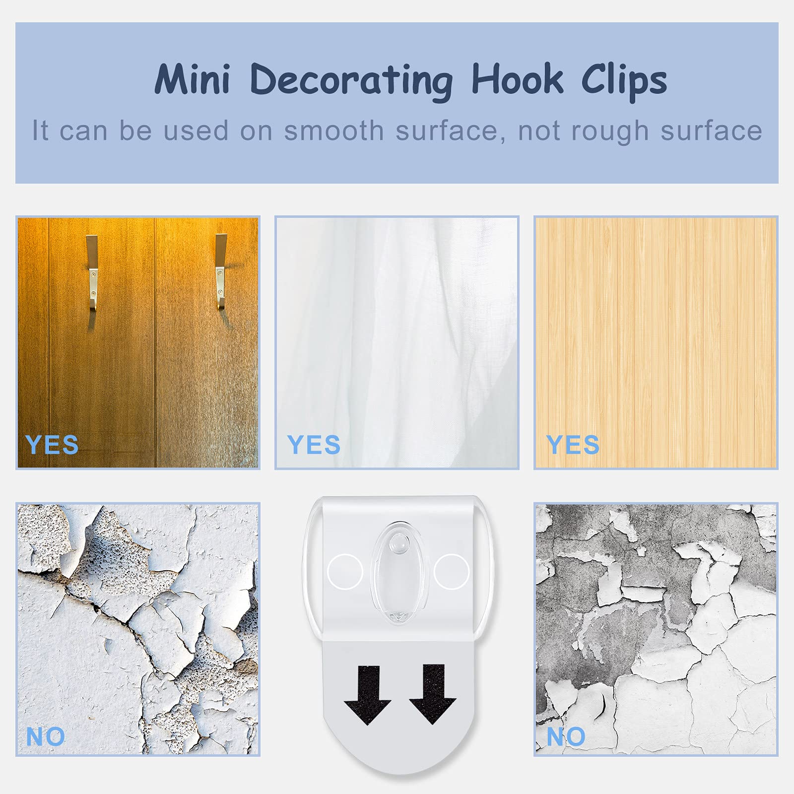 Jetec 120 Mini Clear Hook Clips With144 Pcs Tapes Christmas Transparent Light Hook Clips Self Adhesive Hooks Hanging Clip Multifunction Xmas Decoration Wall Hanging Clips for Outdoor Indoor