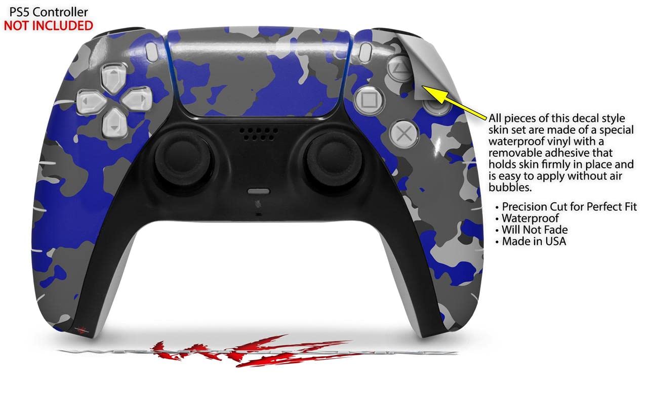 WraptorSkinz Skin Wrap compatible with Sony PS5 DualSense Controller WraptorCamo Old School Camouflage Camo Blue Royal (CONTROLLER NOT INCLUDED)