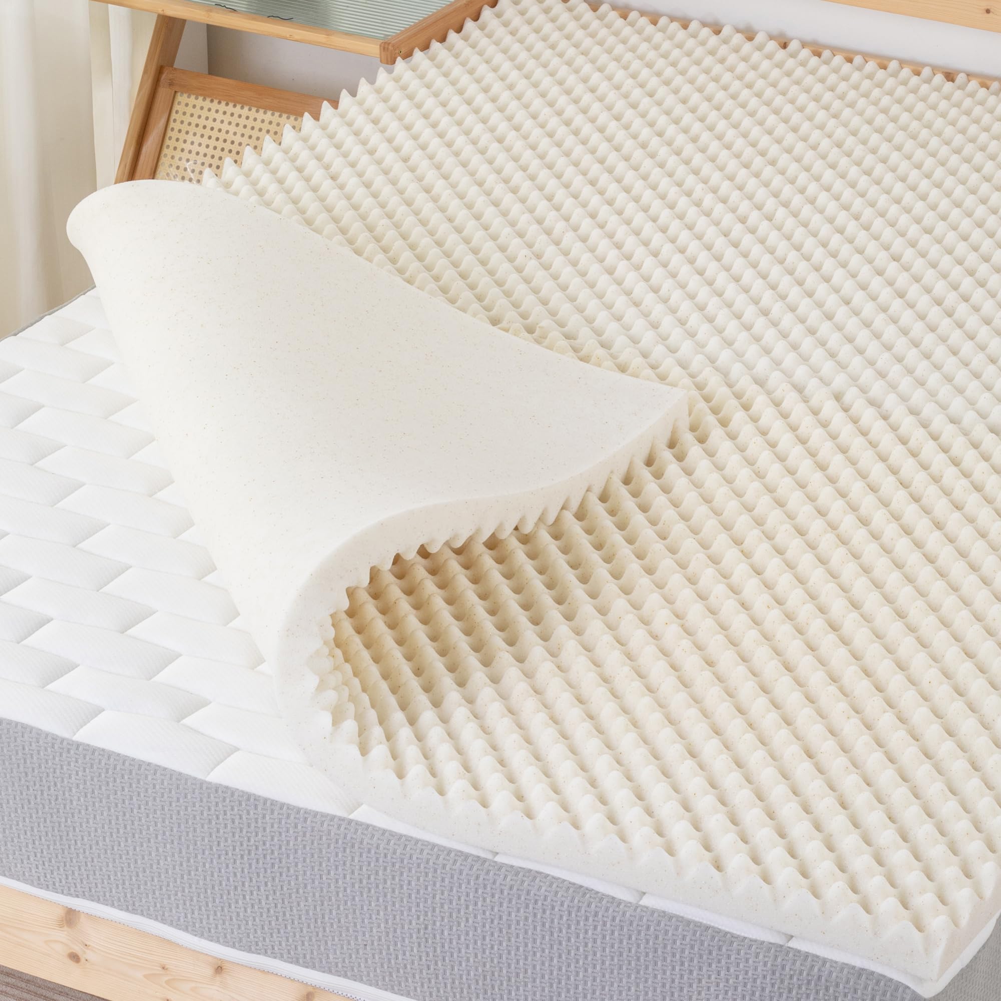 Greaton, 1-Inch Copper-Infused Memory Foam Mattress Toppers, Cooling and Pressure Relieving with Airflow Design, Twin, Beige
