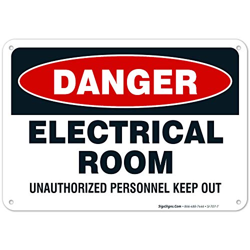Electrical Room Sign, 10x7 Inches, Rust Free .040 Aluminum, Fade Resistant, Made in USA by Sigo Signs