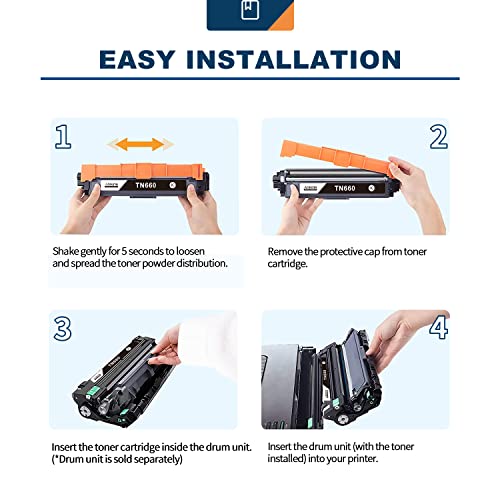 High Yield TN660 TN630 Black Toner Cartridge Replacement for Brother TN-660 630 to Use with MFC-L2700DW L2720DW L2740DW HL-L2300D L2320D L2360DW L2380DW DCP-L2540DW Laserjet Printer(2 Pack)