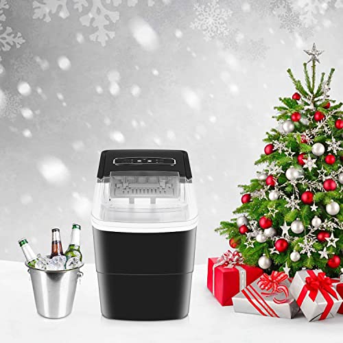 Ice Makers Countertop Ice Machine Maker Countertop for Home/Office/Camping/Mini/Small/Table Top/Tabletop/Electric with Spoon, 26.5 lbs in 24h