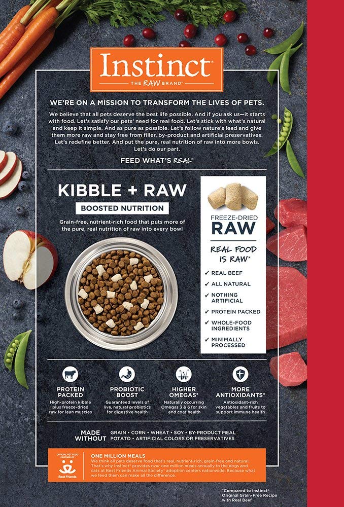 Instinct Raw Boost Grain Free Recipe with Real Beef Natural Dry Dog Food, 4 lb. Bag