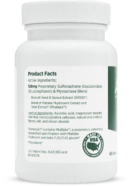 Nutramax Laboratories Avmaquin Sulforaphane Producing Supplement for Dogs, 45 Chewable Tablets