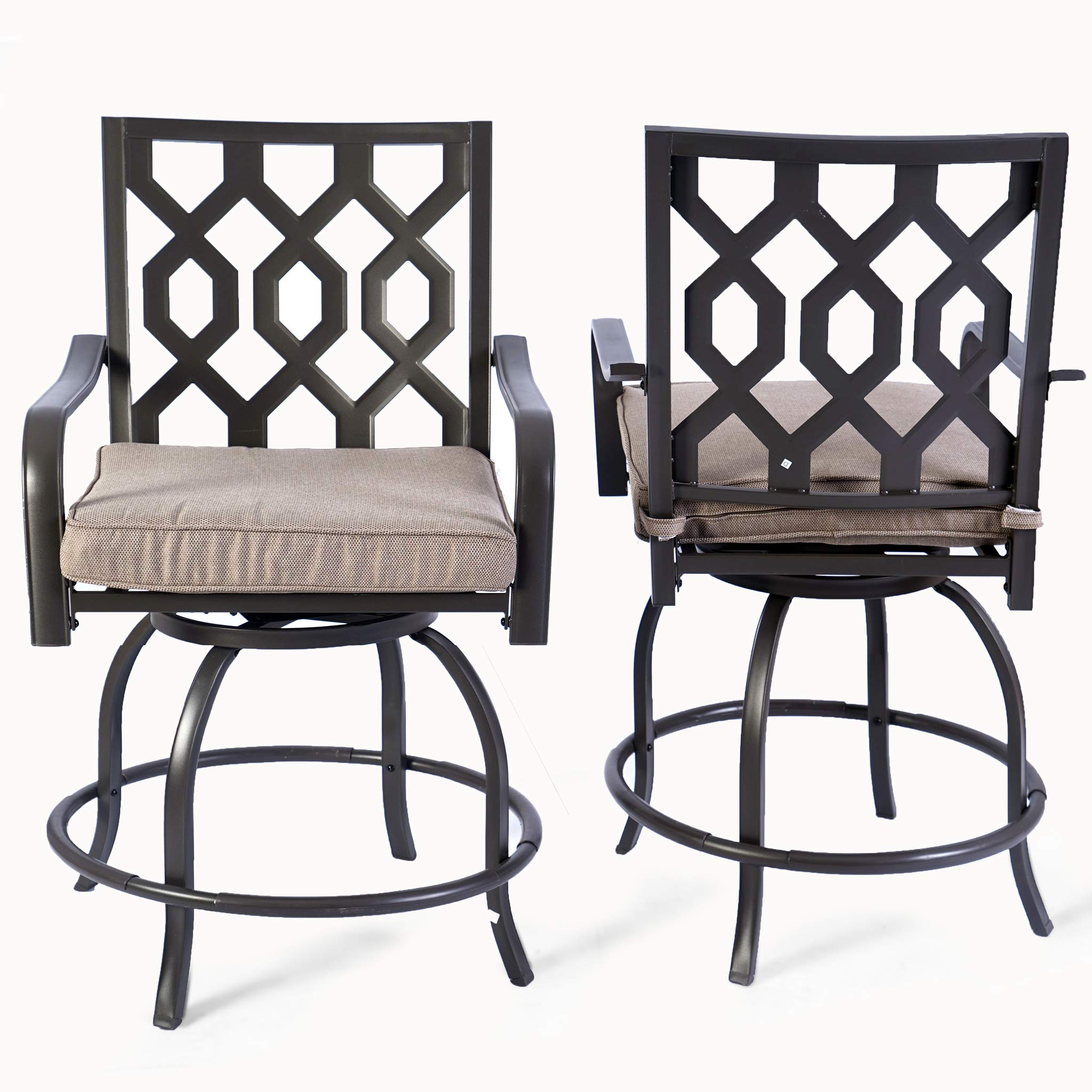 Kozyard Isabella High Swivel Bar Stools/Chair Set for Home Patio, Back Yard, Cafes, Bistro, Restaurants and Chic Bars (Beige)