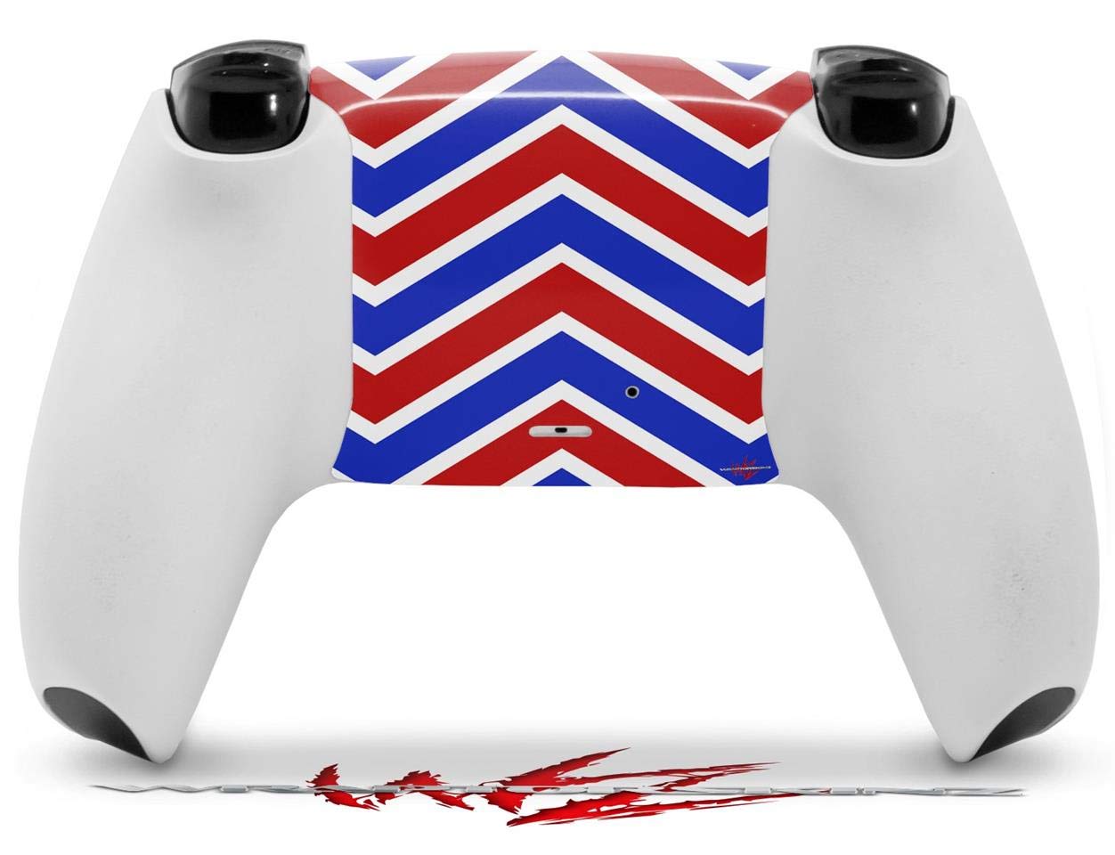 WraptorSkinz Skin Wrap compatible with Sony PS5 DualSense Controller Zig Zag Red White and Blue (CONTROLLER NOT INCLUDED)