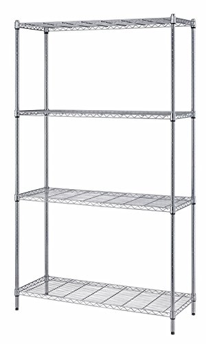 QUANTUM STORAGE SYSTEMS 4-Shelf Adjustable Wire Shelving Unit, 300 lb. Load Capacity per Shelf, 72 H x 48 W x 24 D, Chrome Finish