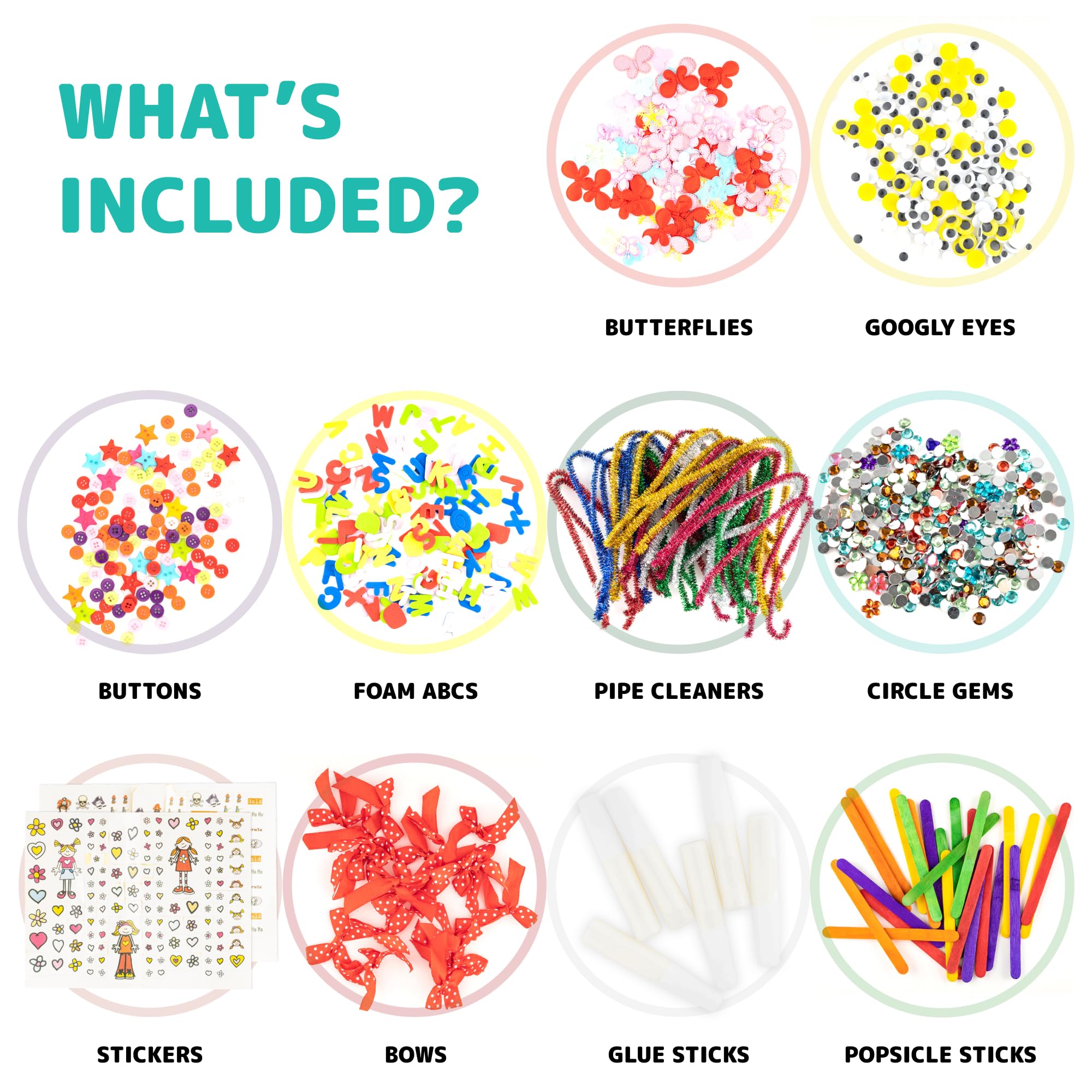 Kraftic Arts and Crafts Supplies Set for Kids Ages 4-8, Giftable Craft Organizer Box with 2000+ Pcs DIY Art Supplies for Toddlers, School Projects, and Homeschool - Red