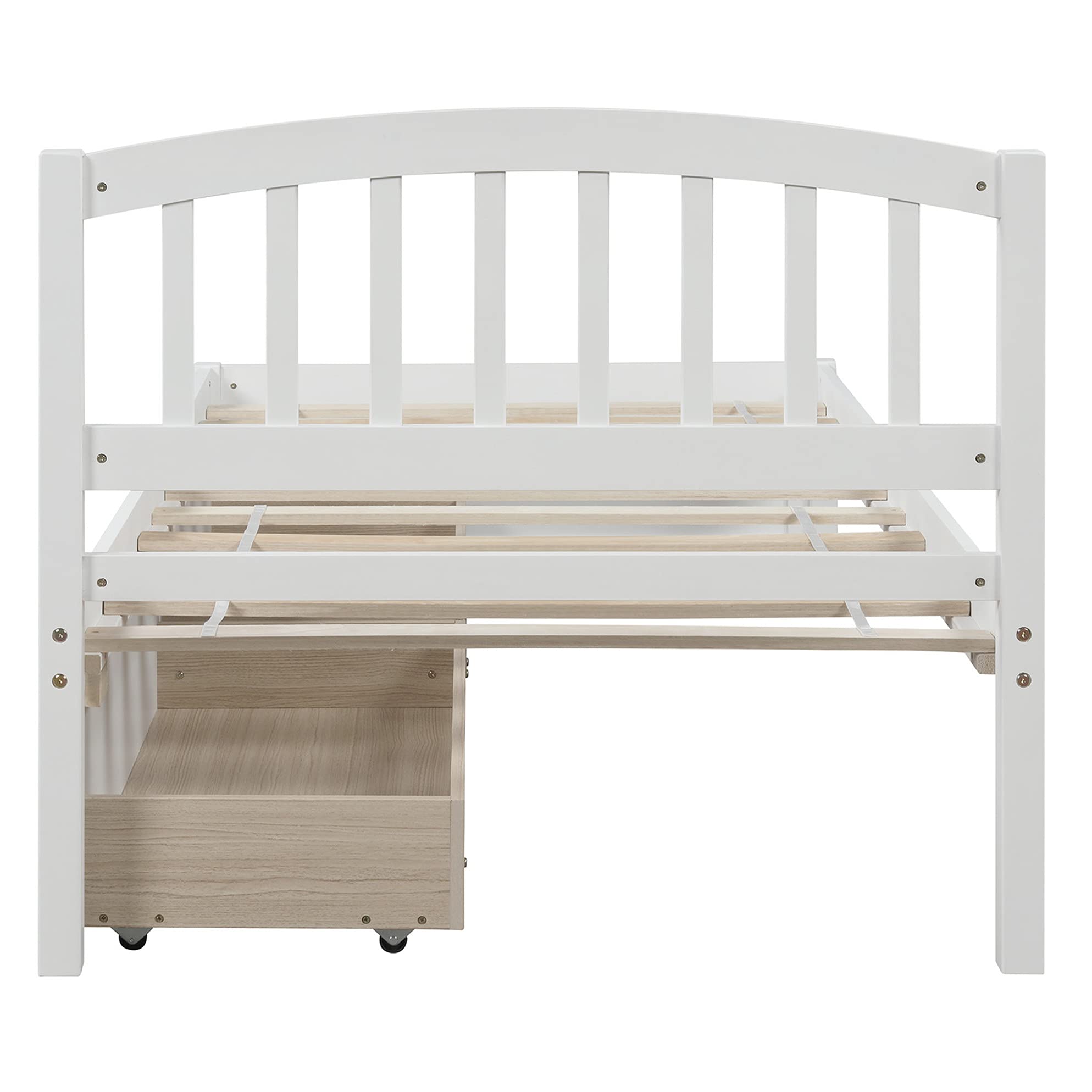 Harper & Bright Designs Twin Bed Frame with Drawers, Wooden, White