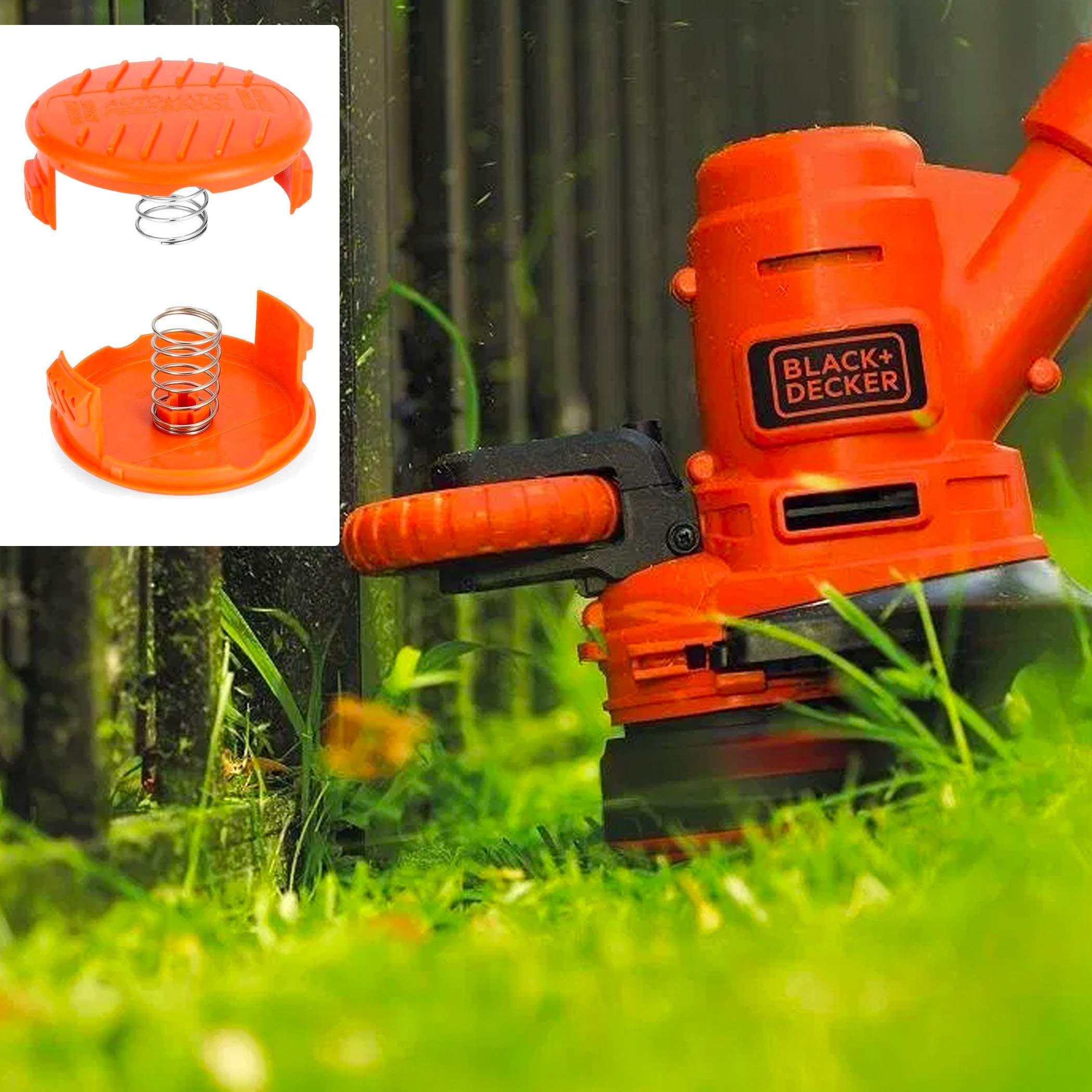 CALPALMY (6-Pack Trimmer Replacement 385022-03 Cover and Springs Compatible with Black and Decker Black Decker RC-100-P, Weed Eater Cover, Weed Wacker Replacement - Made with Heavy Duty Material