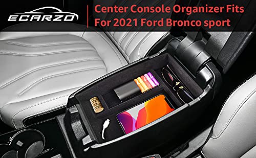 Center Console Organizer for 2021 2022 Ford Bronco Sport and Ford Escape 2020 2021 2022 Flocked Console Tray Storage Box Accessories Upgrade