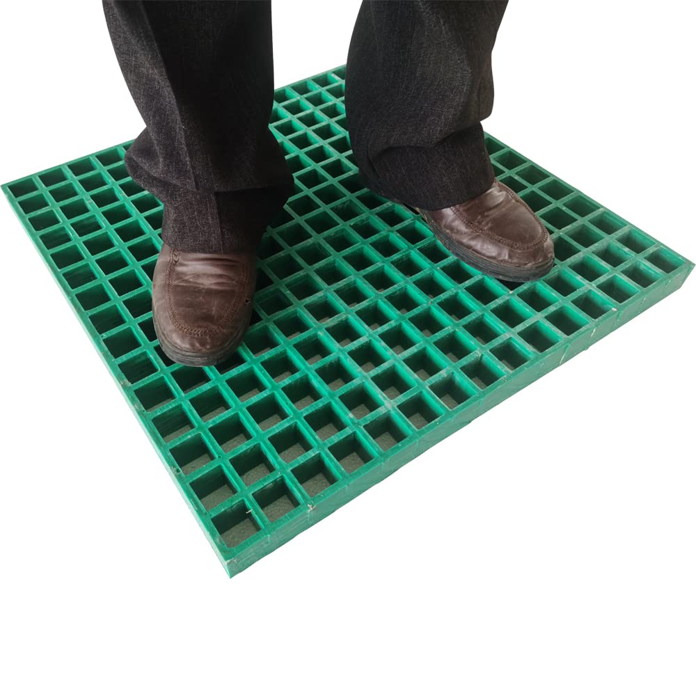 HayWHNKN Fiberglass Grille FRP Grating Mesh Floor Grating 1.9ftx1.9ft Pit Grating 1.5mm Thickness for Car Washing, Outdoor