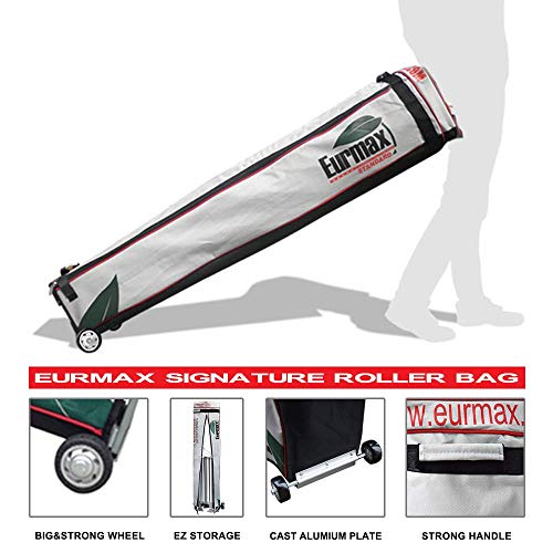 Eurmax USA 10'x10' Ez Pop-up Canopy Tent Commercial Instant Canopies with 4 Removable Zipper End Side Walls and Roller Bag, Bonus 4 SandBags(White)