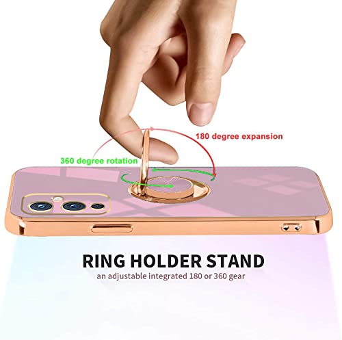 Jancyu Compatible with Oneplus 9Case(Not for Oneplus 9 Pro), Phone Case for Oneplus 9 with Ring Holder, 360 Degrees Protective Silicone Magnetic Car Holder (Purple)