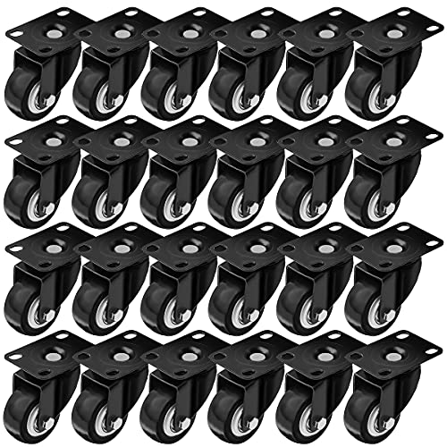 Online Best Service 24 Pack Swivel 2" Caster Wheels Rubber Base with Top Plate & Bearing Heavy Duty (24 Pack Without Brake)