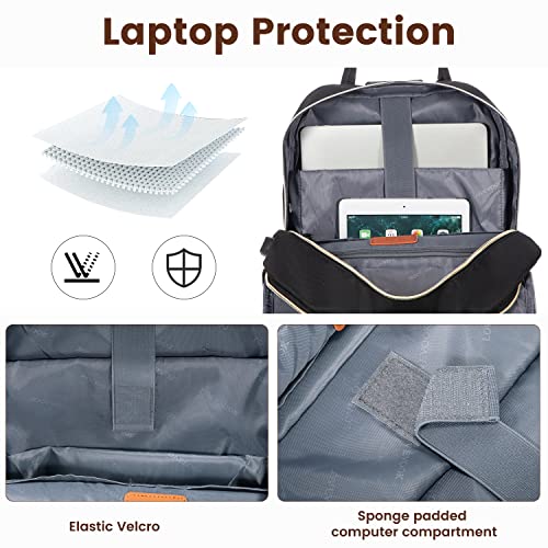 LOVEVOOK Laptop Backpack for Women, Unisex Travel Anti-theft Bag, Business Work Computer Backpacks Purse College Backpack for Men, Casual Hiking Daypack with Lock, 15.6 Inch, Black