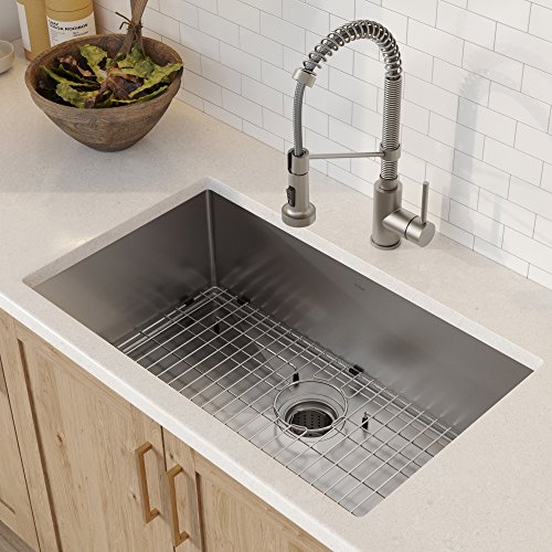 KRAUS 30-inch 16 Gauge Standart PRO Kitchen Sink Combo Set with Bolden 18-inch Kitchen Faucet and Soap Dispenser, Stainless Steel KHU100-30-1610-53SS