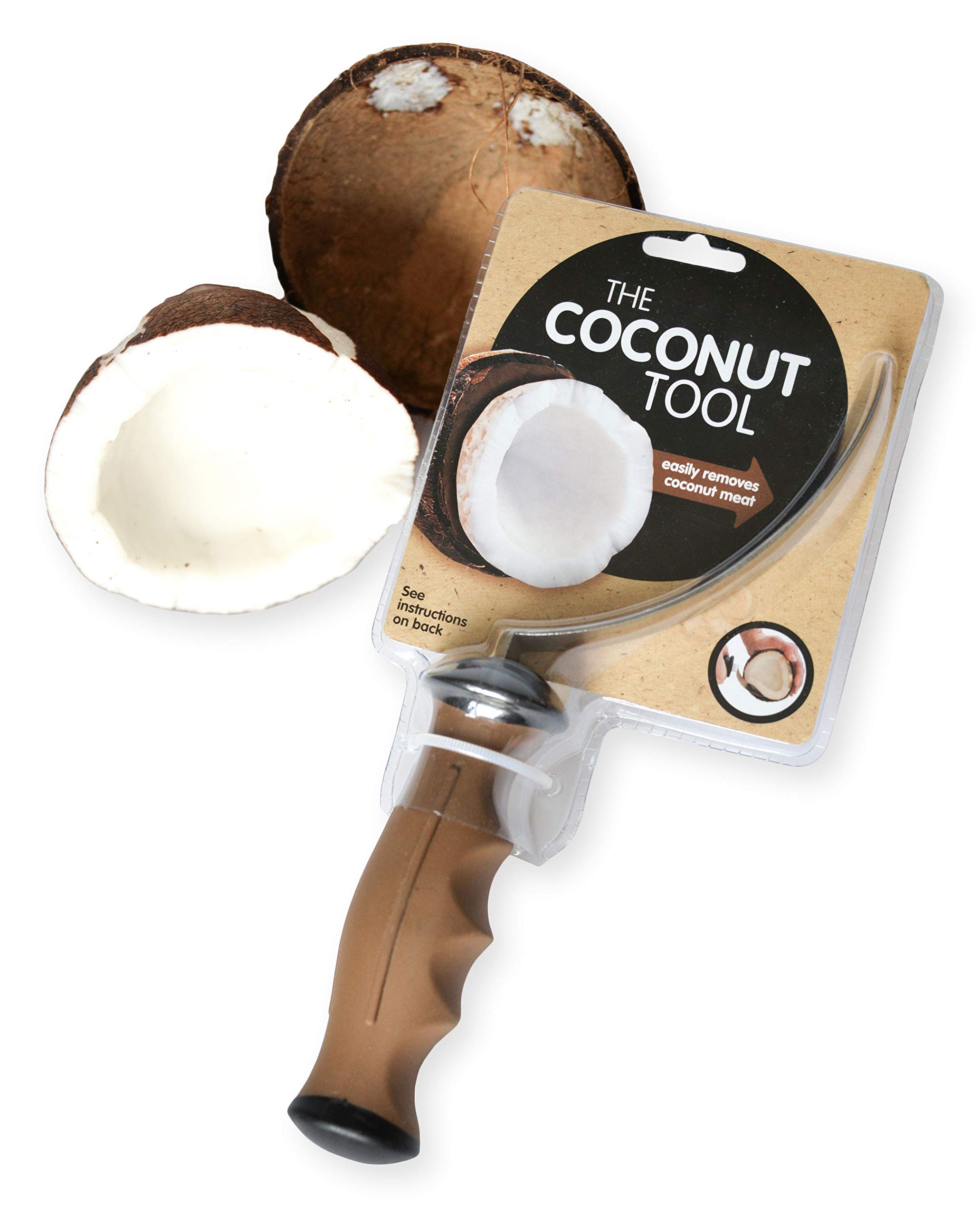 Coconut Opener Tool – Stainless Steel Coconut Meat Removal & Tap Opener Set – Practical & User-Friendly – Compatible with Peeled Thai Young White & Green Coconuts
