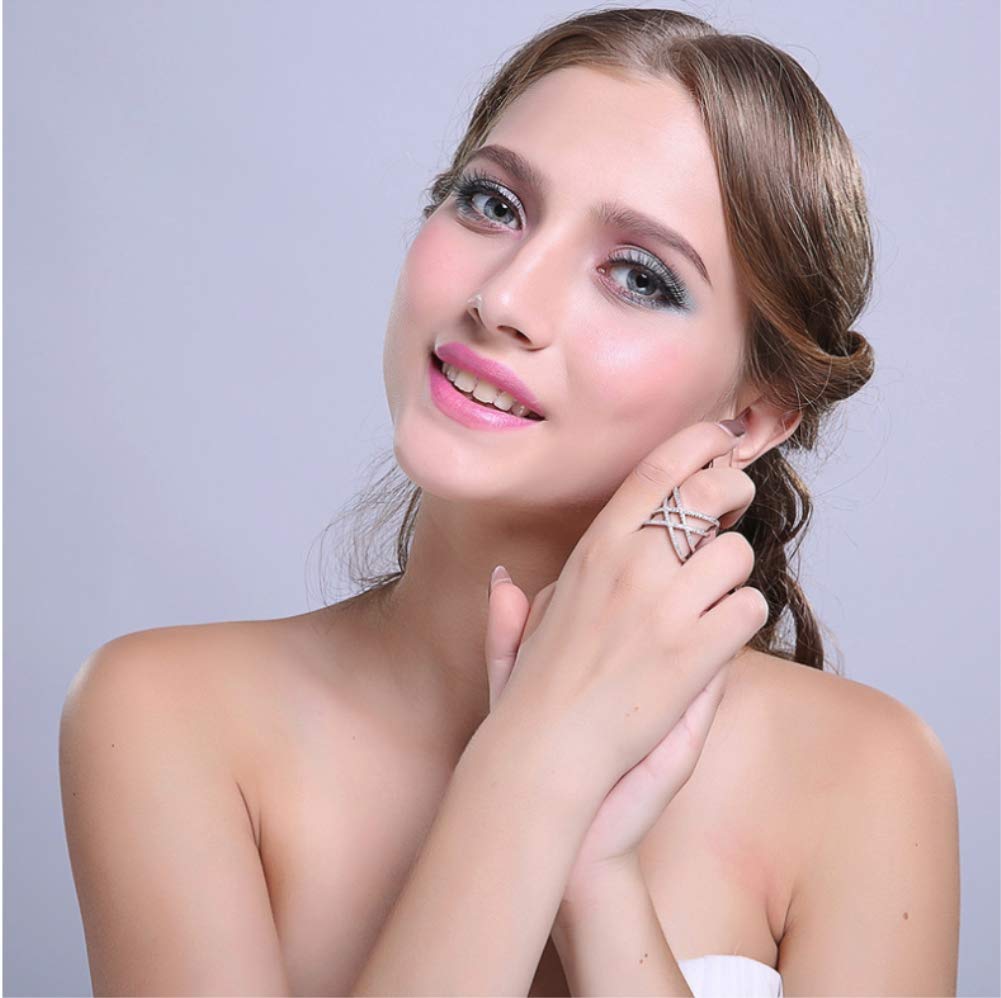 Blowin Double X Infinity Criss Cross Ring CZ Wide Band for Women Statement Engagement Enhancers Lady Ring, Silver Tone (6)