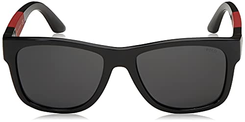 Polo Ralph Lauren Men's PH4162 Square Sunglasses, Shiny Black/Grey, 54 mm