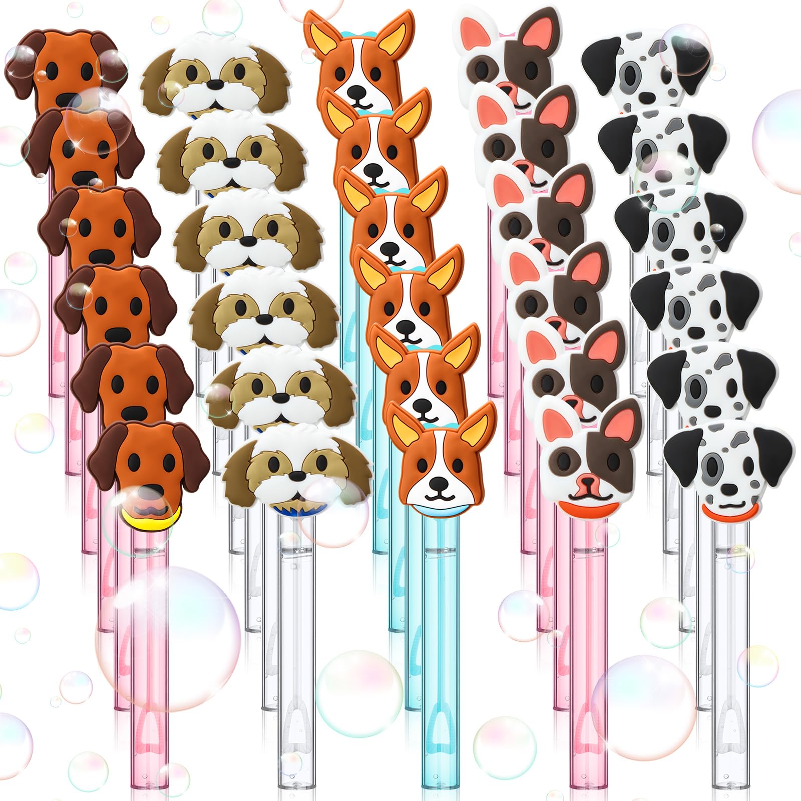 Foilswirl 30 Pcs Bubbles Party Favors for Boys Girls Mini Bubble Wands Tube Bulk Theme Bubble Maker Goodie Bags Stuffer School Classroom Prizes Birthday Gift for Bubble Solution (Dog)