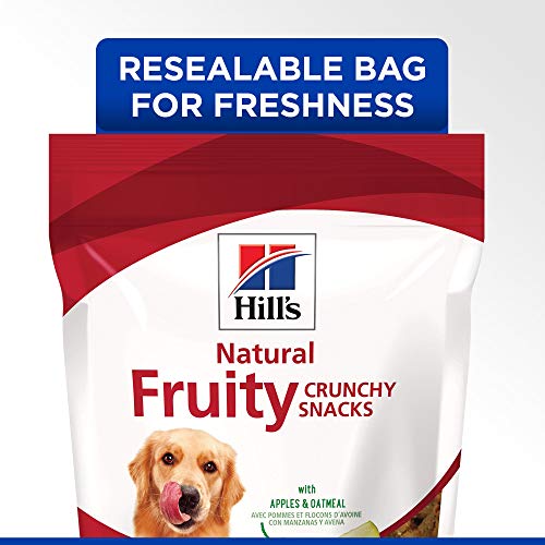 Hill's Natural Dog Treats Crunchy Fruity Snacks with Apples & Oatmeal, Healthy Dog Snacks, 8 oz. Bag