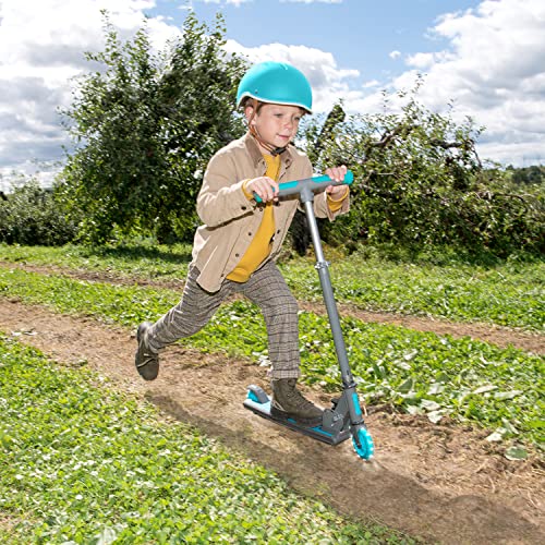 Jetson Scooters - Leo Kick Scooter (Blue) - Collapsible Portable Kids Push Scooter - Lightweight Folding Design with High Visibility RGB Light Up LEDs Wheels and Adjustable Height Handlebars