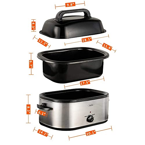 Sunvivi 24 Quart Electric Roaster with Removable Pan,Electric Turkey Roaster Oven with Visible & Self-Basting Lid,Large Roaster with Removable Pot and Cool-Touch Handles