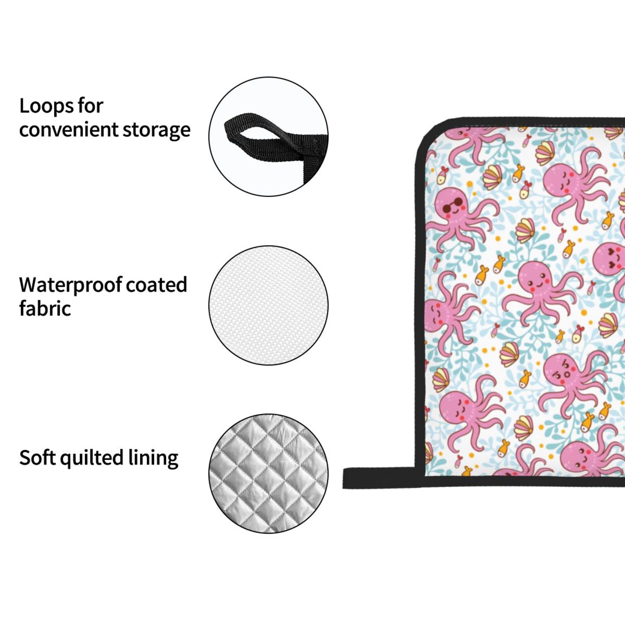 Cute Octopus Oven Mitts and Pot Holders Sets of 4 Heat Resistant Cooking Gloves and Potholders Non-Slip Kitchen Mittens Hot Pads with Hanging Loop for Kitchen Baking BBQ Grilling Picnic
