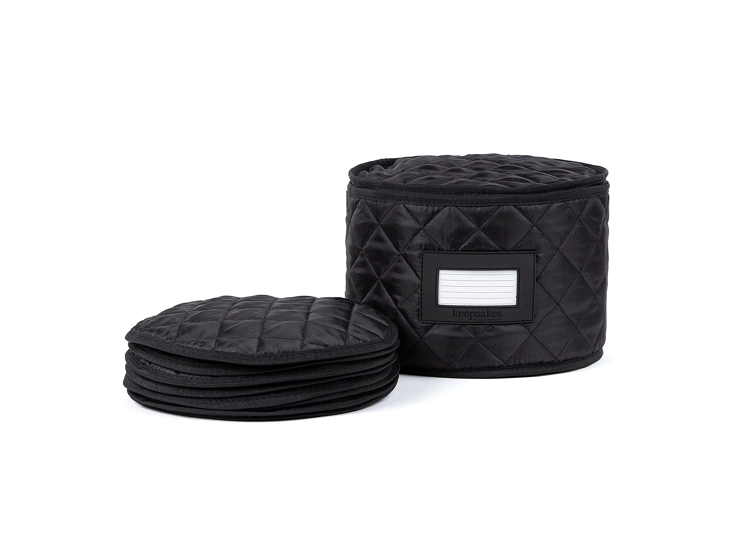 Covermates Keepsakes - Dish Storage - Padded Protection - ID Window - Stain Resistant - Machine Washable - China Storage-Black