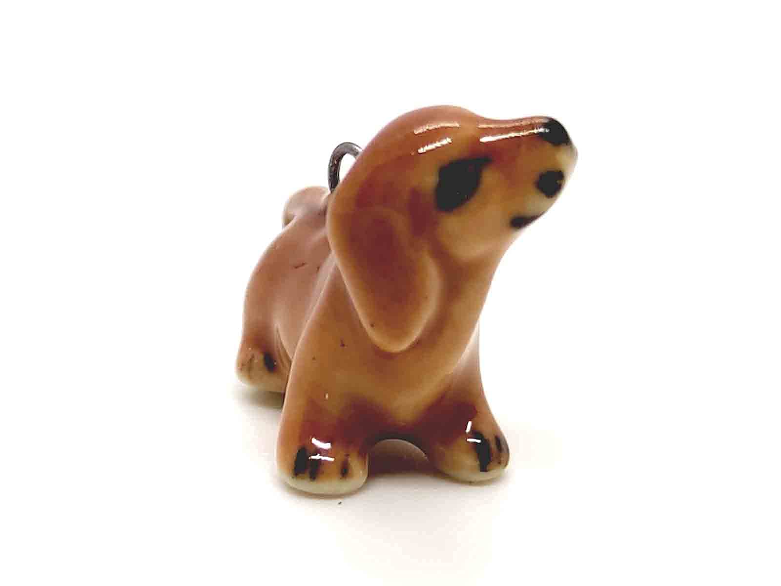 SSJSHOP Dachshund Dollhouse Small Figurines Hand Painted Ceramic Animals Dog Lover Collectible Gift Home Garden Decor (Pendent), Black