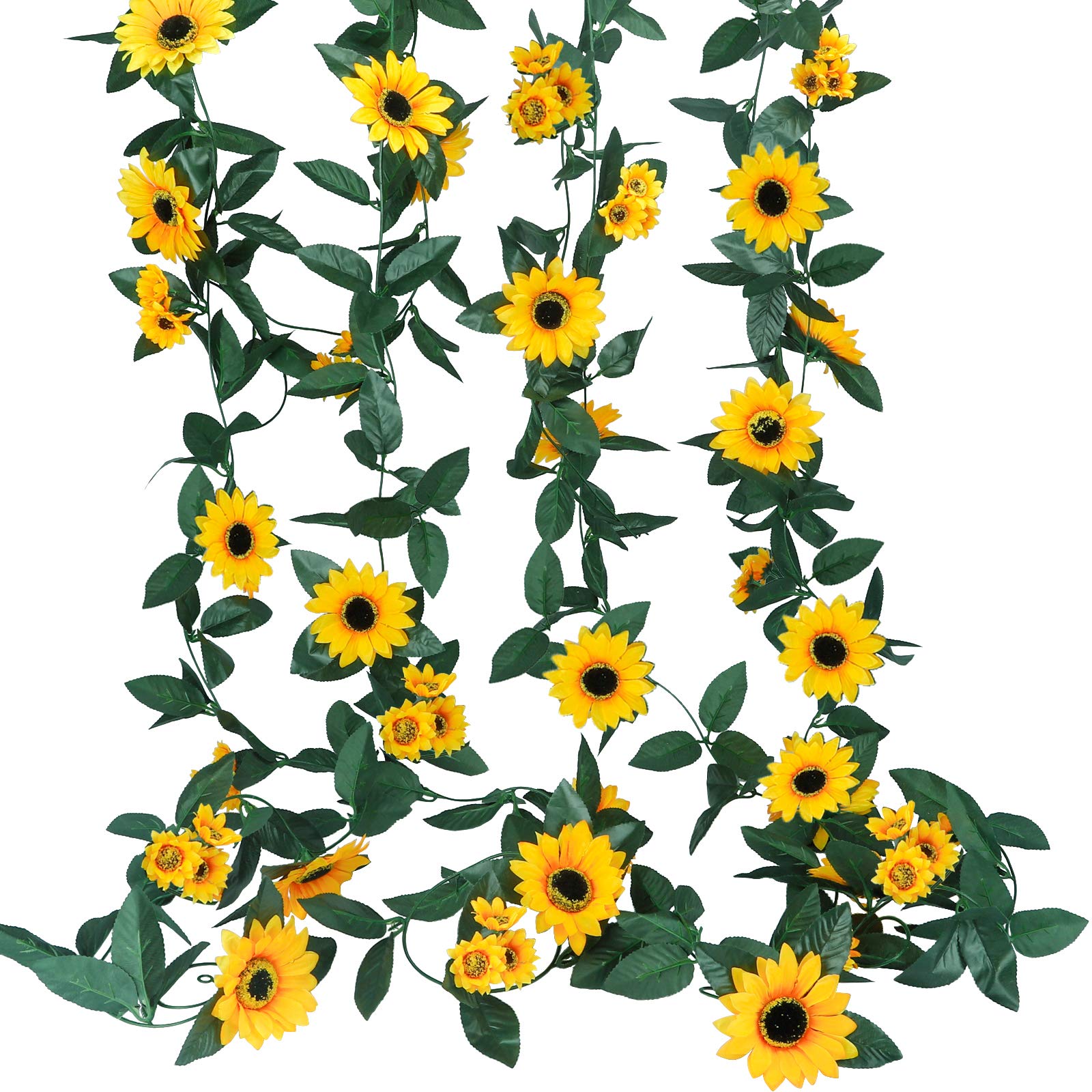 WXBOOM 4pcs Artificial Sunflower Vine Hanging Sunflower Garland Silk Artificial Flowers with Garland Garden Craft Art Party Wedding and Home Decoration