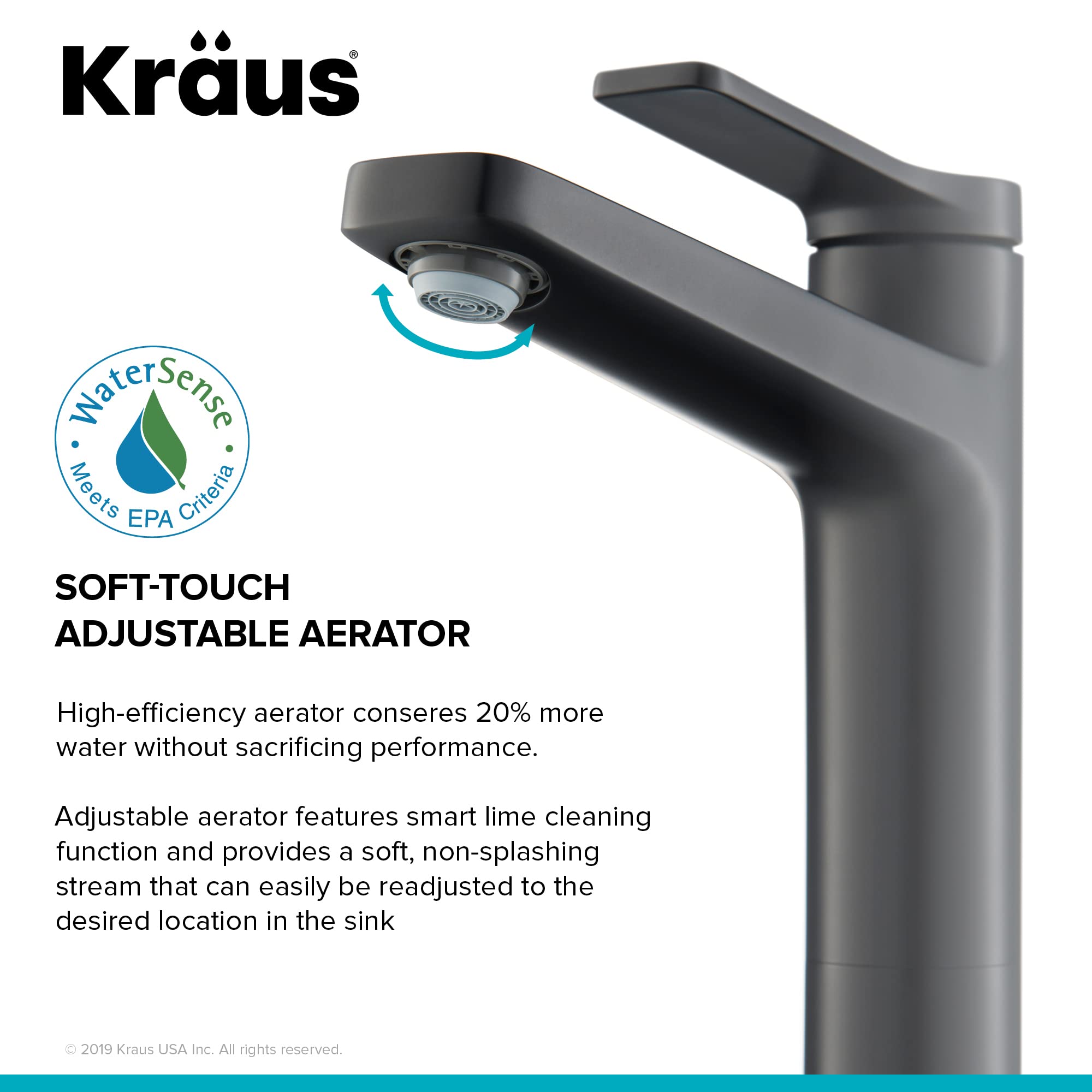KRAUS Indy Single Handle Vessel Bathroom Faucet in Matte Black, KVF-1400MB