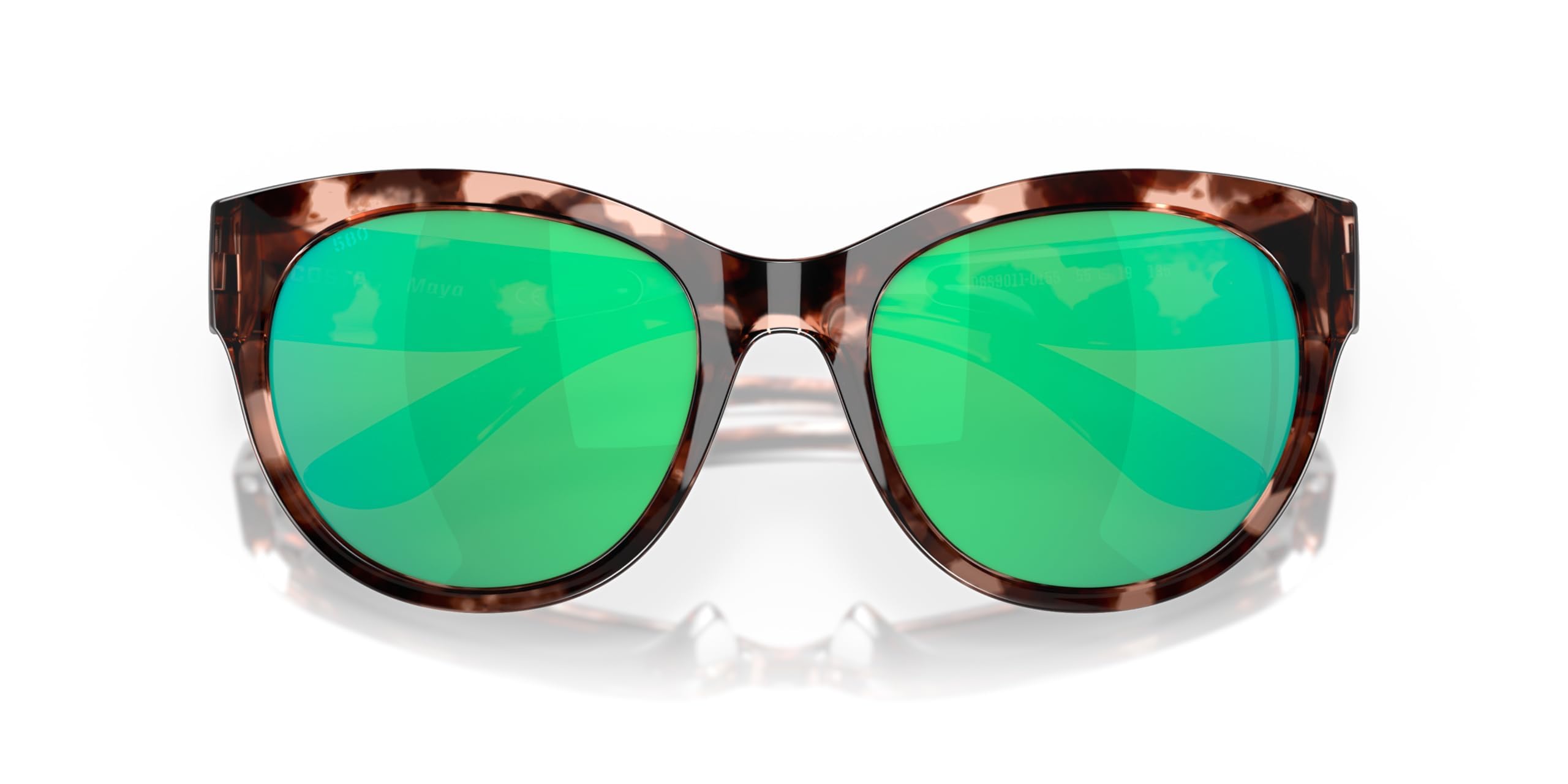 Costa Del Mar Woman Sunglasses Shiny Coral Tortoise Frame, Green Mirror Lenses, 55MM