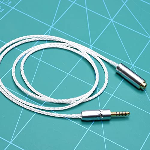 GAGACOCC 8 Cores Clear Silver Plated Cable 4.4mm Male to 4.4mm Female Balanced Audio Adapter Extension Cable Compatible for Sony NW-WM1Z 1A MDR-Z1R TA-ZH1ES PHA-2 (1Meter)