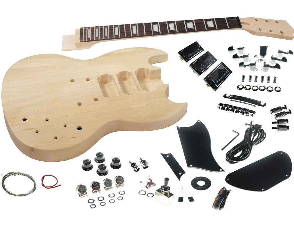 Solo SG Style DIY Guitar Kit, Basswood Body, 3 Pick Ups