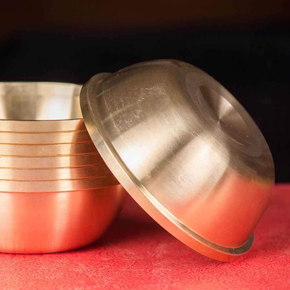 CALIDAKA 7 Pcs Tibetan Buddhist Supplies Offering Bowls, Brass Water Offering Bowl Copper Bowl Set