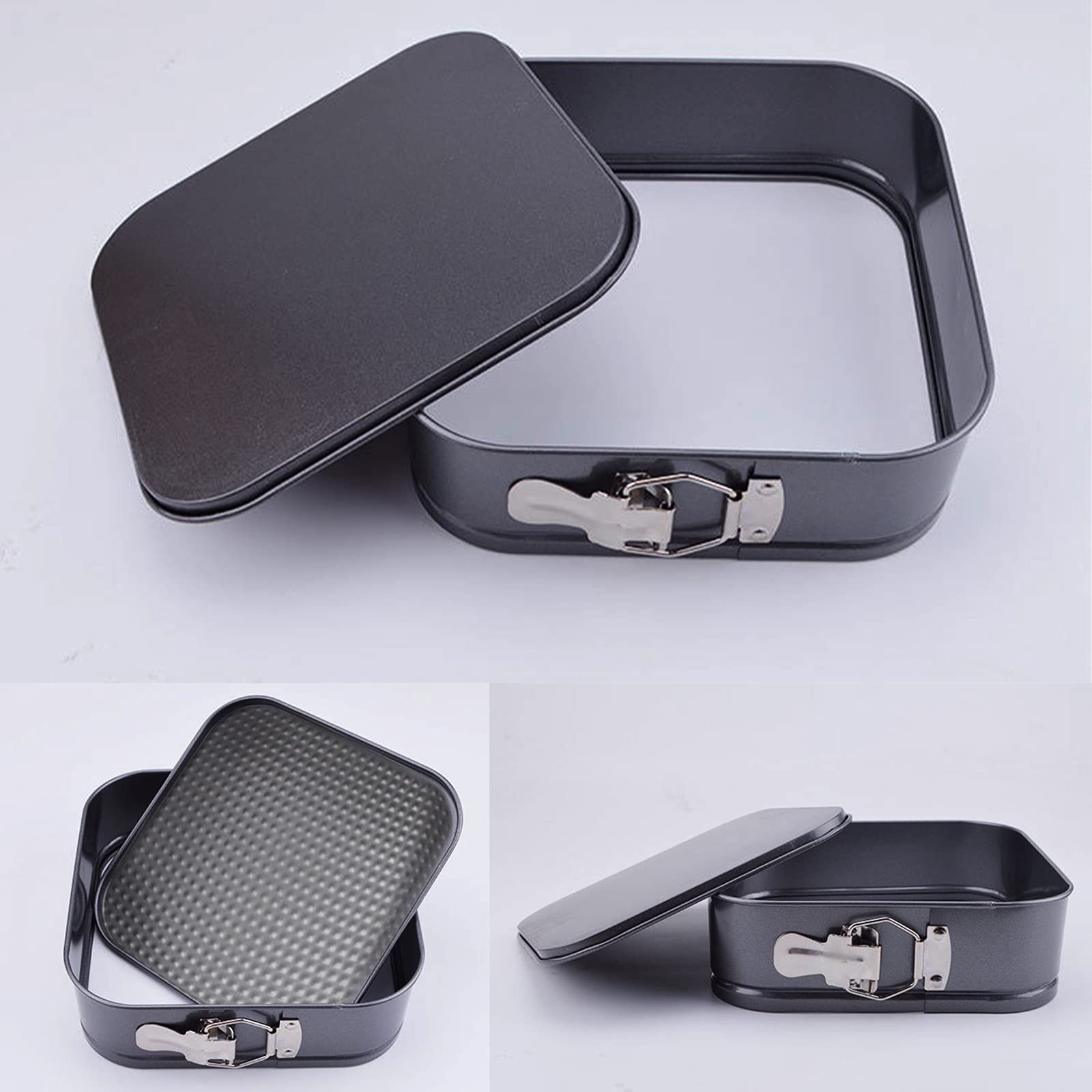 CKBAKIE Square Springform Dessert Pan Nonstick Leakproof Cake Pan Bakeware Cheesecake Pan CK029 (3 PCS Square)