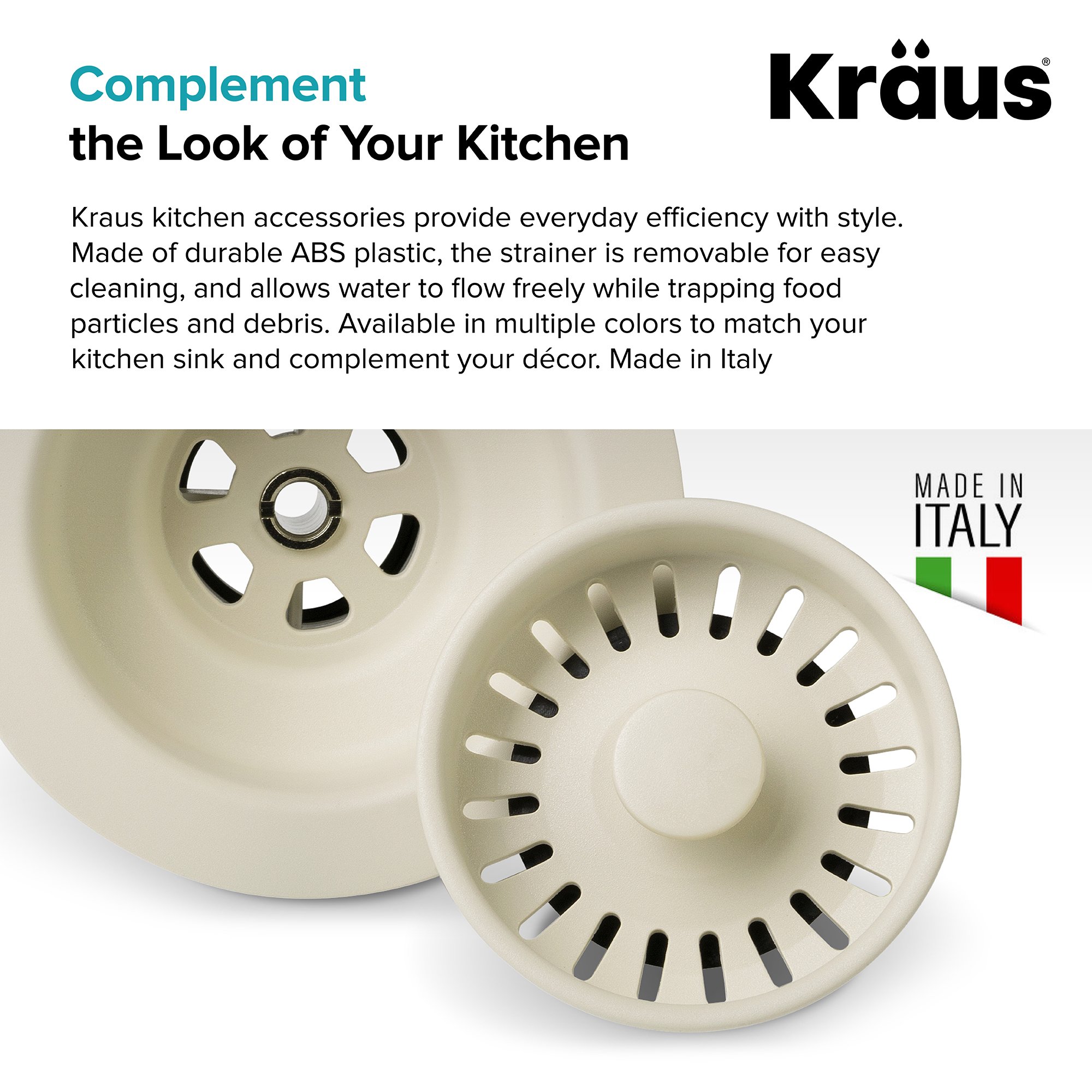 Kraus Kitchen Sink Strainer for 3.5-Inch Drain Openings in Beige, PST1-BG