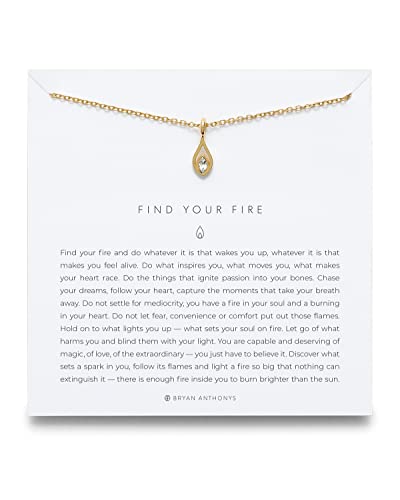 Bryan Anthonys Find Your Fire 14k Gold Necklace for Women, Pendant, Adjustable Length