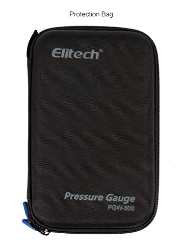 Elitech PGW-500 Wireless Digital Pressure Gauge with Temperature App Alerts for HVAC System IP65 Waterproof -14.5~500 PSI 1/8'' NPT