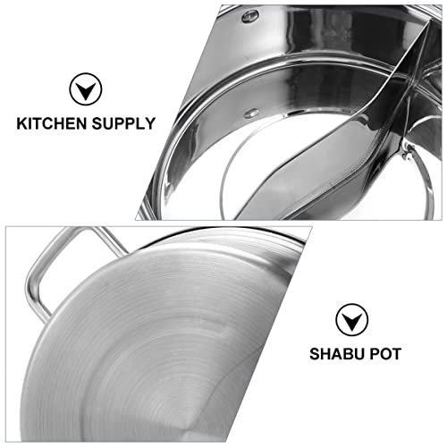 DEPILA Home Sided Plate Electric S Practical Ramen Cooker Yang Size Stick Stainless Base Cooker: Gas Two-Flavor Soup Cookware Stove Steel Dual Holder Double Two- Basin Duck Woks