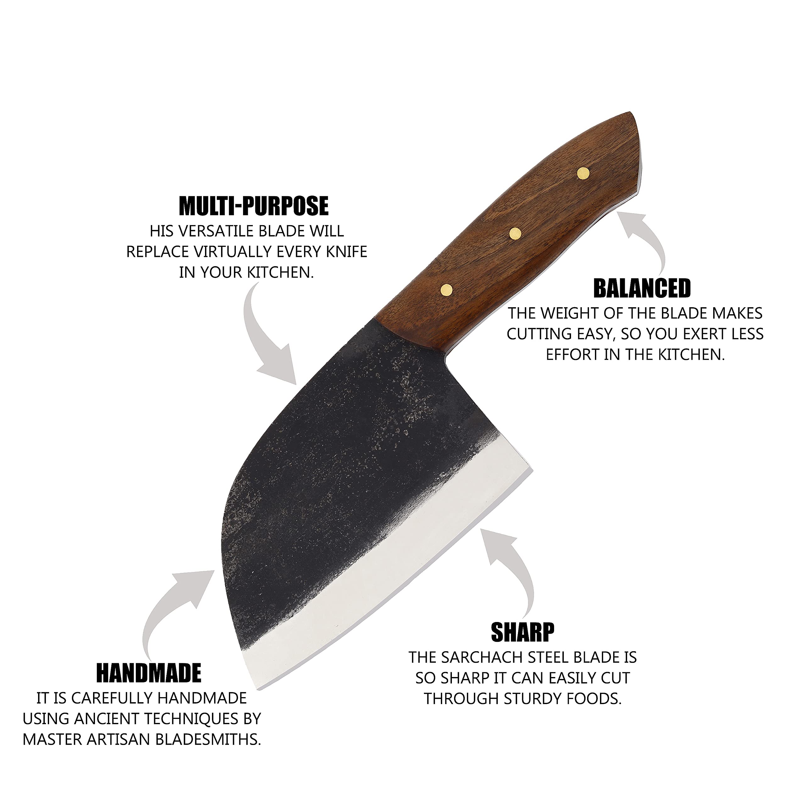 Custom 12C27 Steel Profesional Meat Cleaver Knife, Serbian Chef Knife Walnut Handle With Leather Sheath Full Tang Hercules Knives