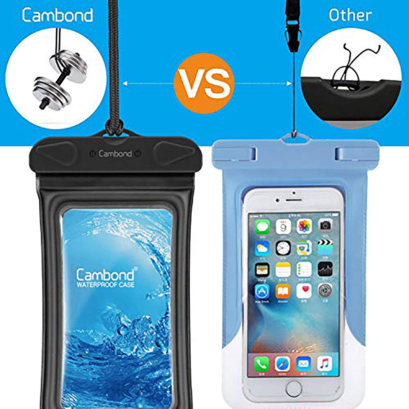 Cambond Waterproof Phone Pouch Compatible with iPhone, 3 Pack Waterproof Phone Case, Water Proof Cell Phone Pouch Dry Bag for iPhone 13, 13 Mini, 13 Pro Max, 12, 11, XS, XR, X, Galaxy