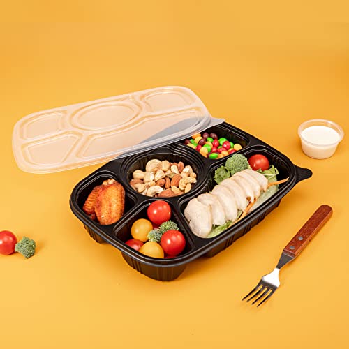 OTOR 40 oz Meal Prep Containers Stackable Bento Boxes 5 Compartments with Airtight Lids Food Grade Lunch Boxes Travel Containers 12 Sets BPA Free Dishwasher, Microwave, Freezer Safe