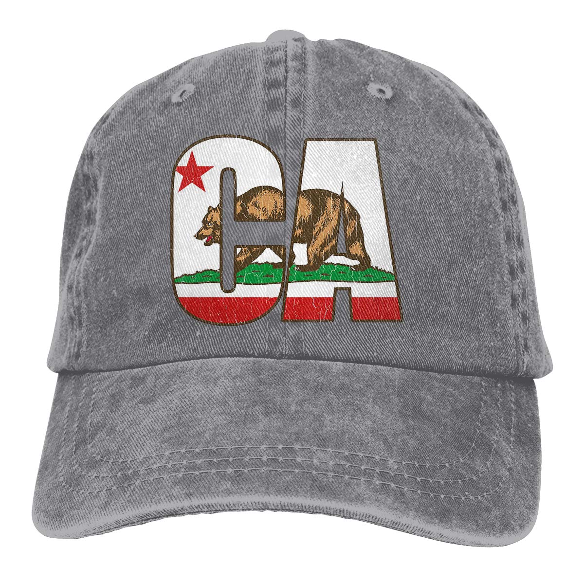 California Bear Flag Baseball Cap Dad Hat Adjustable Vintage Low Profile Cotton Denim Hat for Men Women