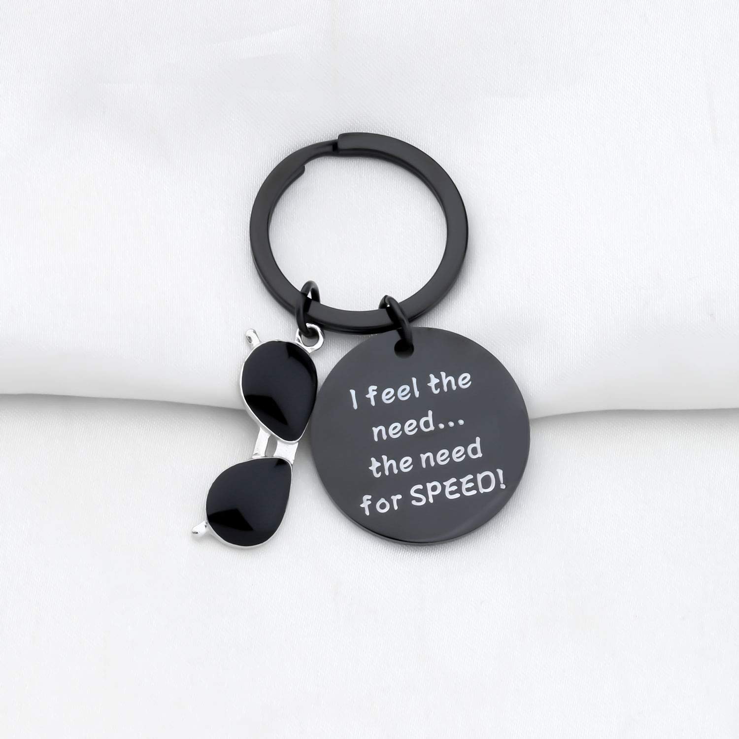 CENWA I Feel The Need The Need for Speed Aviator Glasses Charm Keychain Movie Gift for Fans(I Feel The black-K)