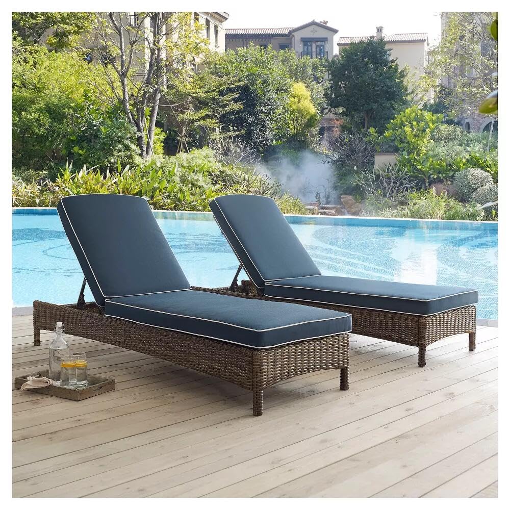 Folding Outdoor Patio Chaise Lounges Chairs, Palm Harbor Outdoor Wicker Chaise Lounge Chairs with Cushions and Adjustable Backrest