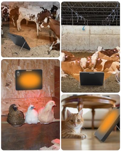 Chicken Coop Heater,Extended Anti-Bite Wire,200 Watts Energy Efficient Safer Than Lamp,4 Ways to Use,Adjustable Angle,Digital Display,Timer,Warm for Chicks Poultry Pets or Under Desk 15.7''x11.8''