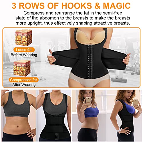 RACELO Women Waist Trainer Corset Vest Tummy Control Cincher Slimming Body Shaper Adjustable Workout Tank Top (Black, Small)